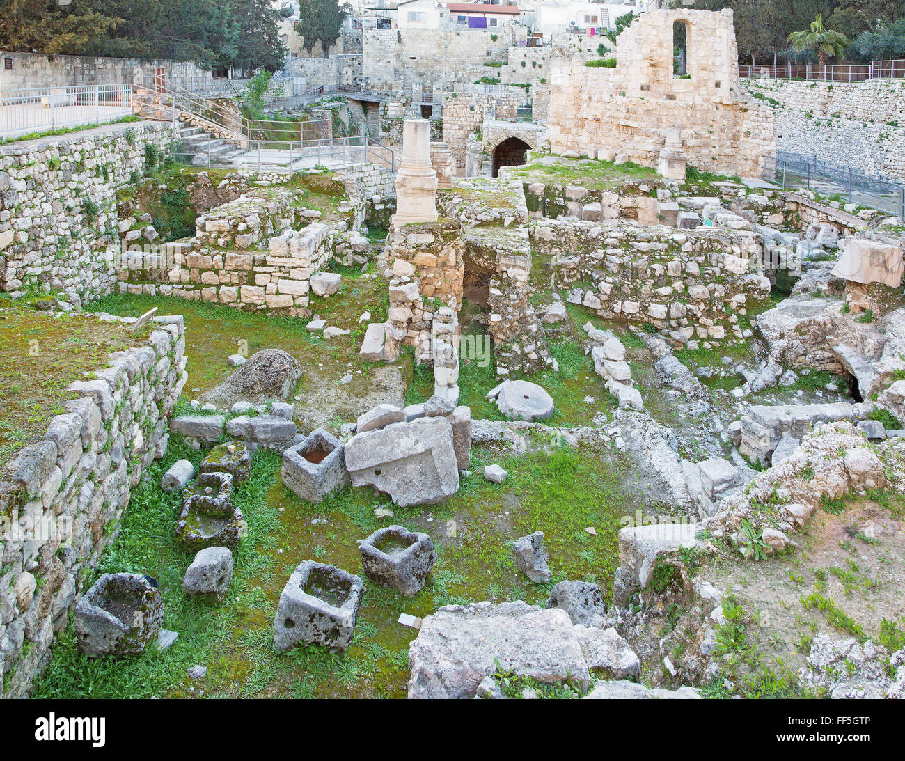 Jerusalem - The ruins of Bethesda pool Stock Photo - Alamy