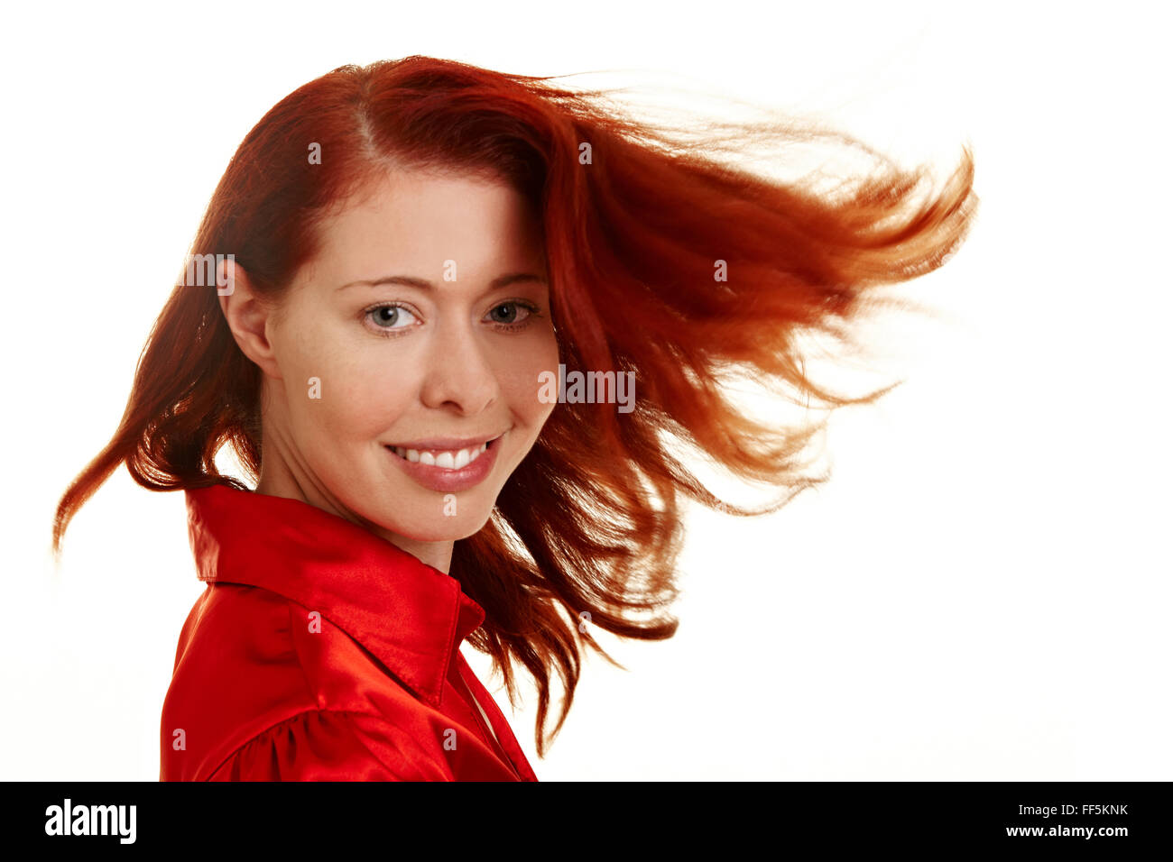 Woman face hair windy Cut Out Stock Images & Pictures - Alamy