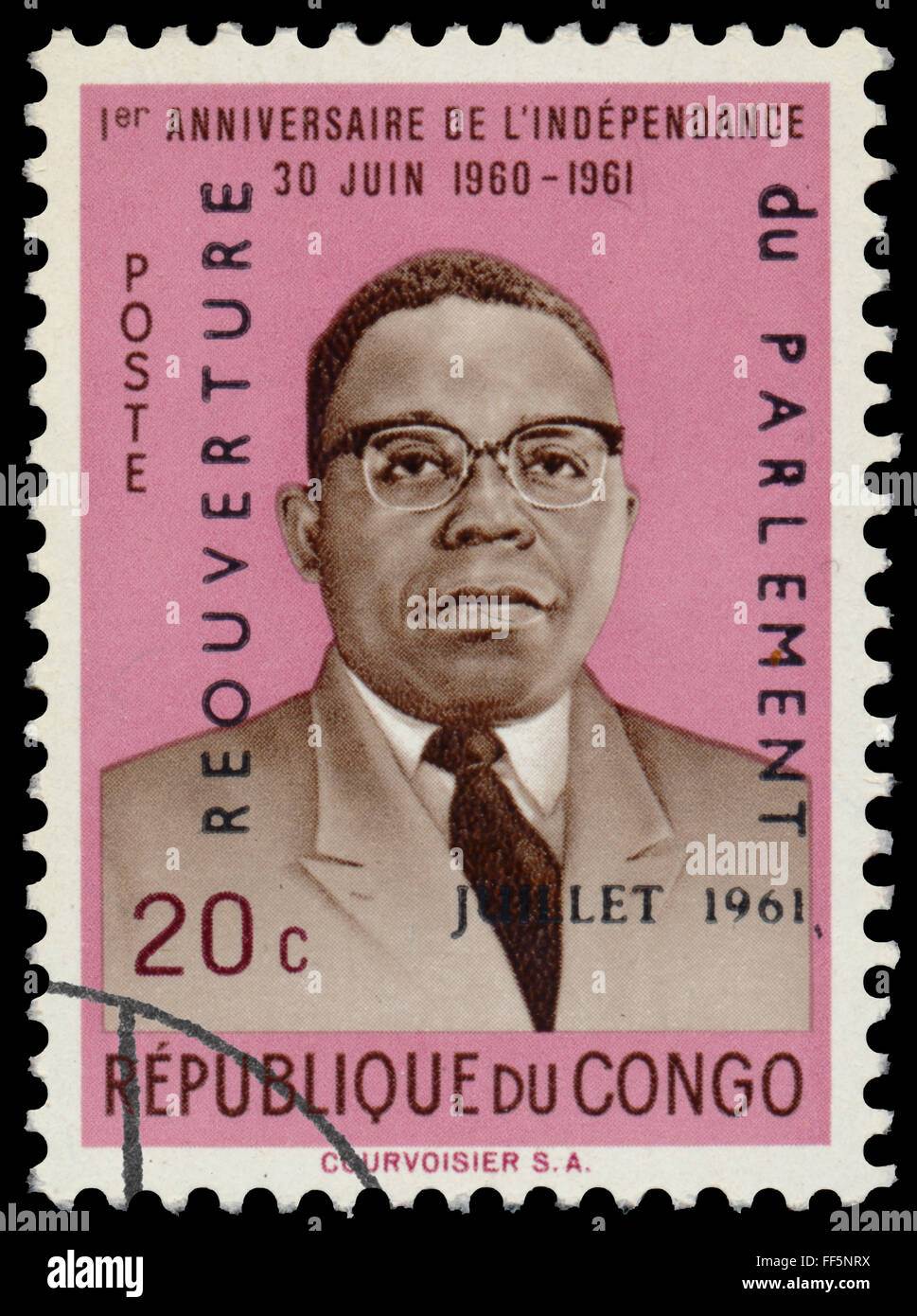 CONGO - CIRCA 1961: a stamp printed in Congo shows President Joseph ...