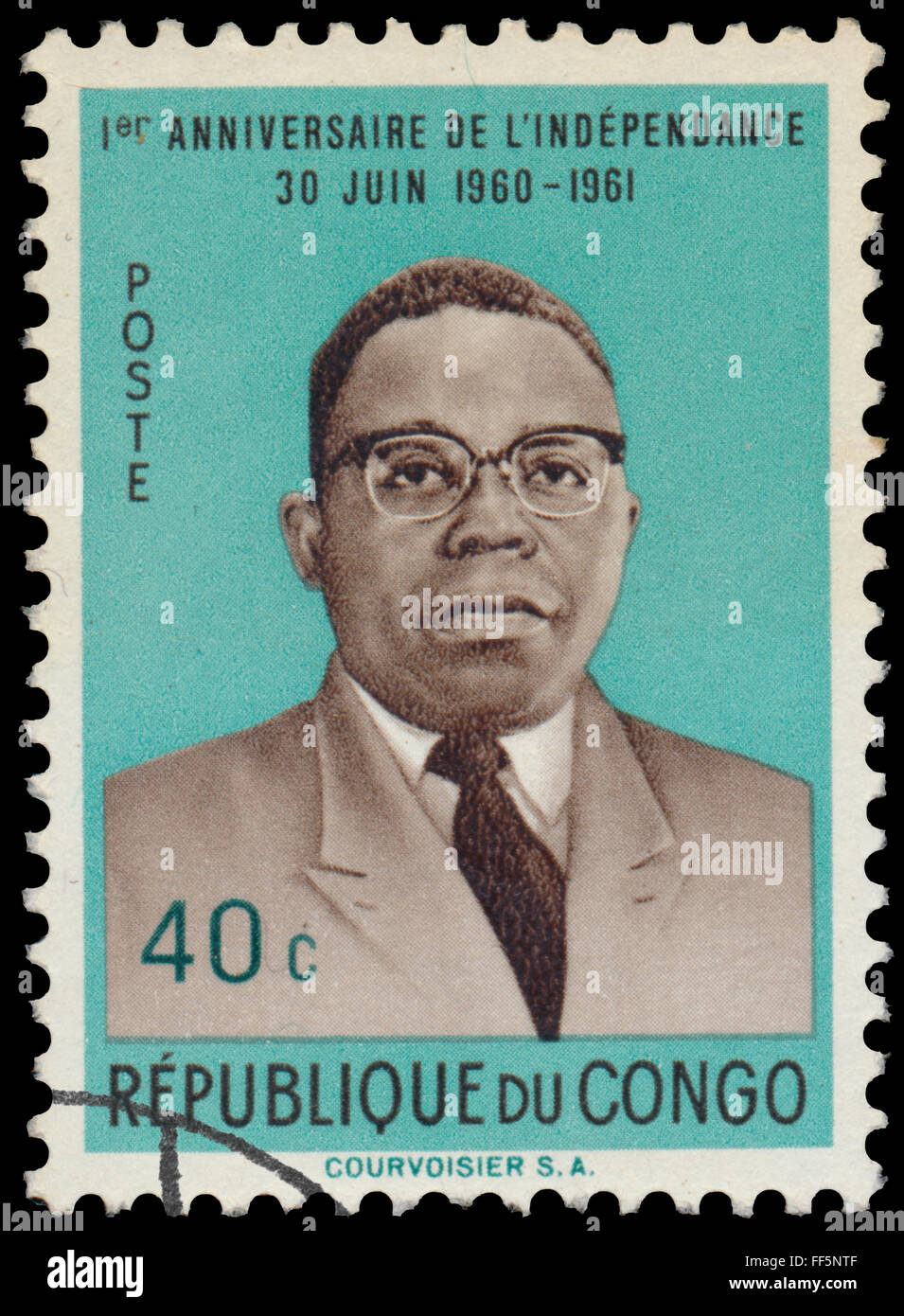 CONGO - CIRCA 1961: a stamp printed in Congo shows President Joseph ...
