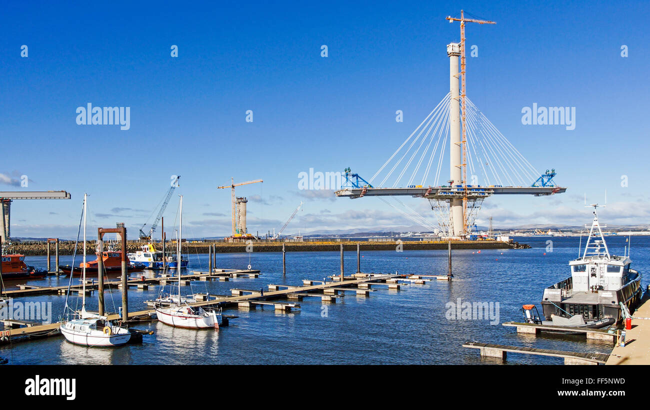 the Queensferry Crossing road bridge from South to North Queensferry ...