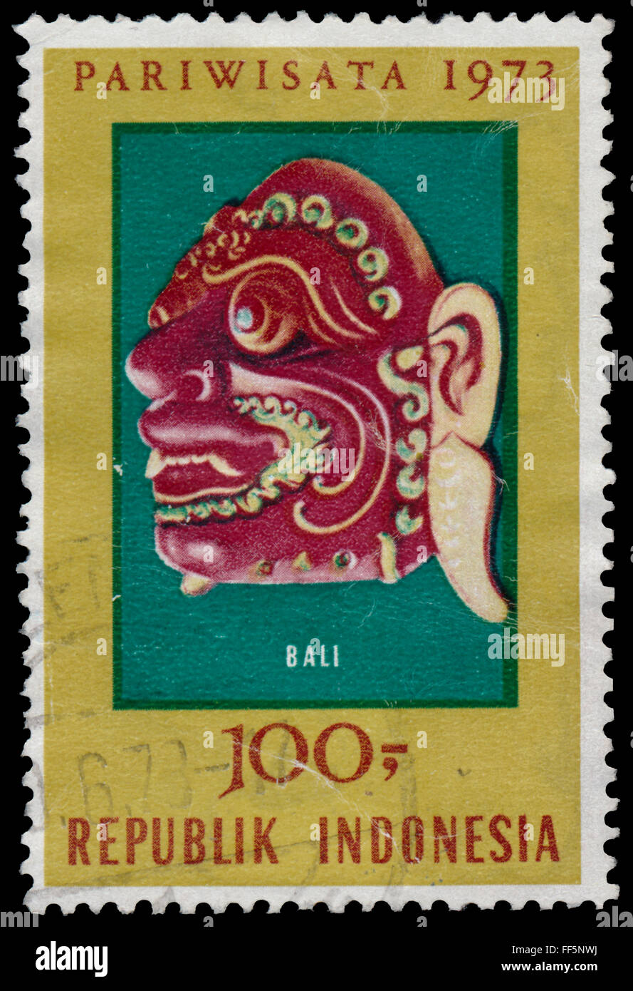 INDONESIA - CIRCA 1973: a stamp printed in Indonesia shows mask from ...
