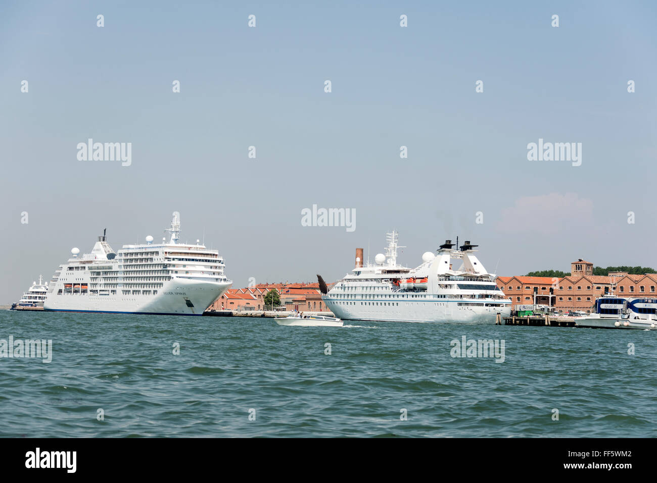 The larger cruise ship, Silver Spirit, described as a super-luxury ...