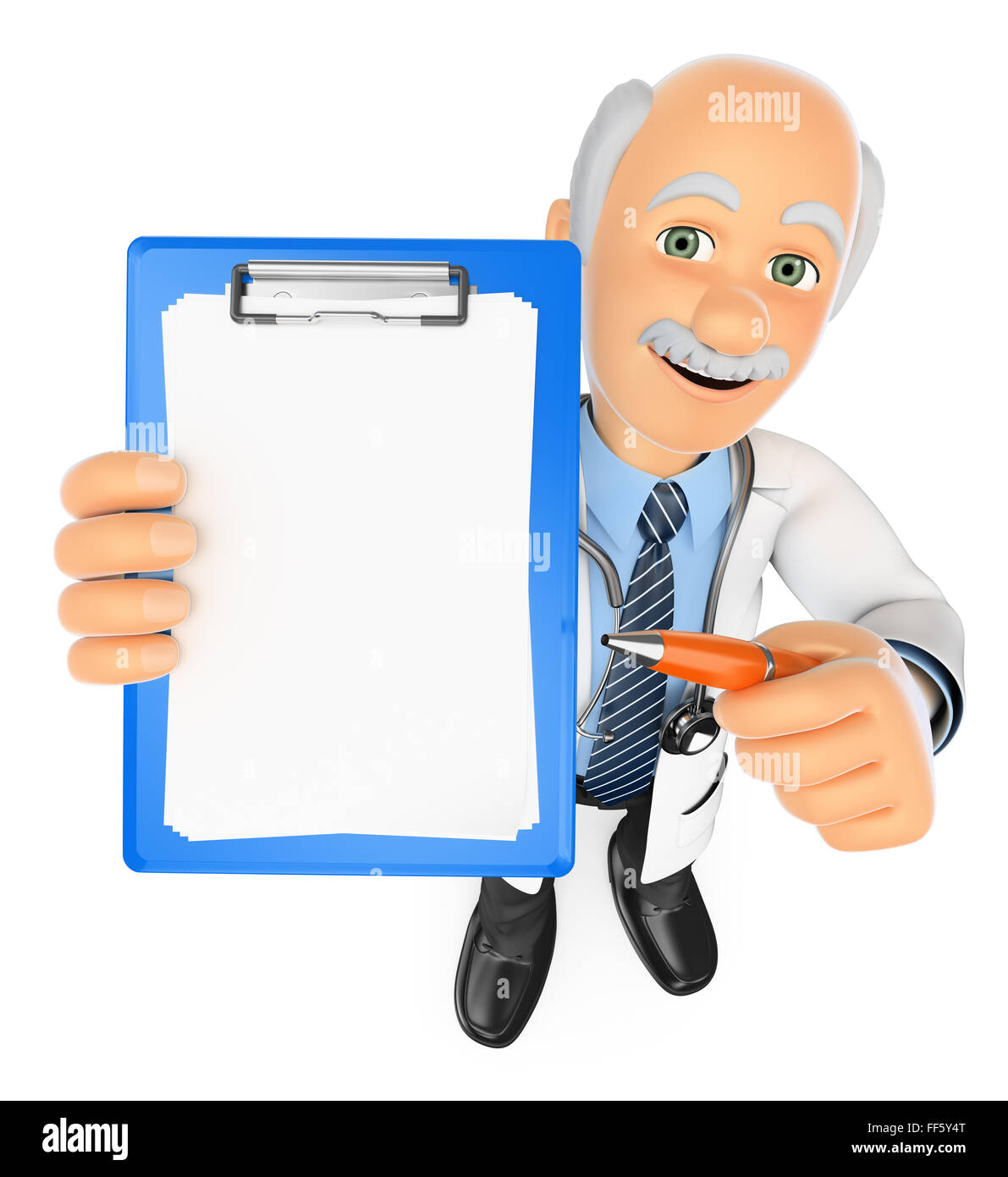 3d medical people. Doctor with blank clipboard and a pen. Isolated ...