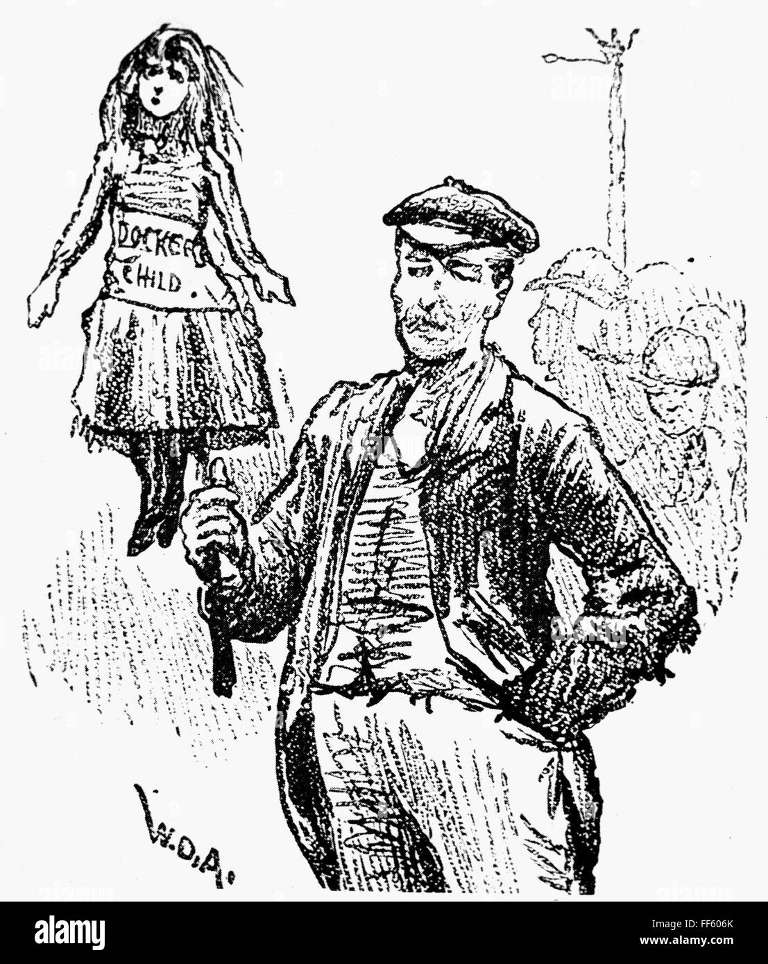 LONDON: DOCK STRIKE, 1889. /nA worker demonstrating at the Great London ...