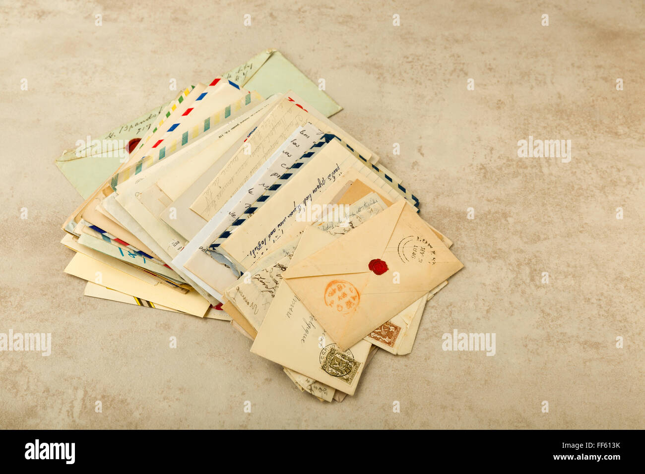 Old envelopes and letters stacked in a bundle Stock Photo - Alamy