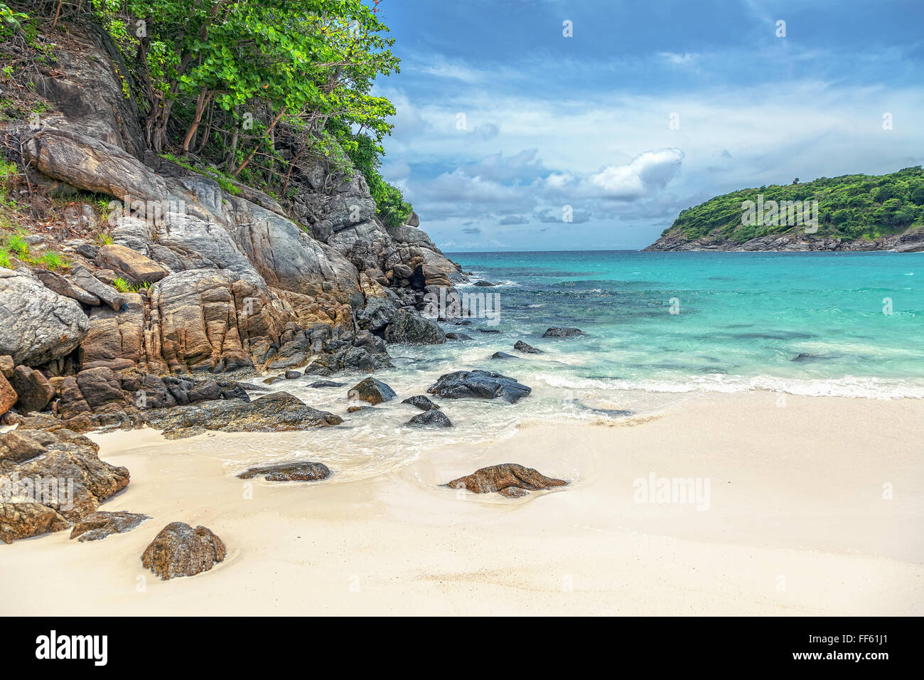 Turquoise waves on the island of Ko Racha Yai. Thai Phuket Province ...