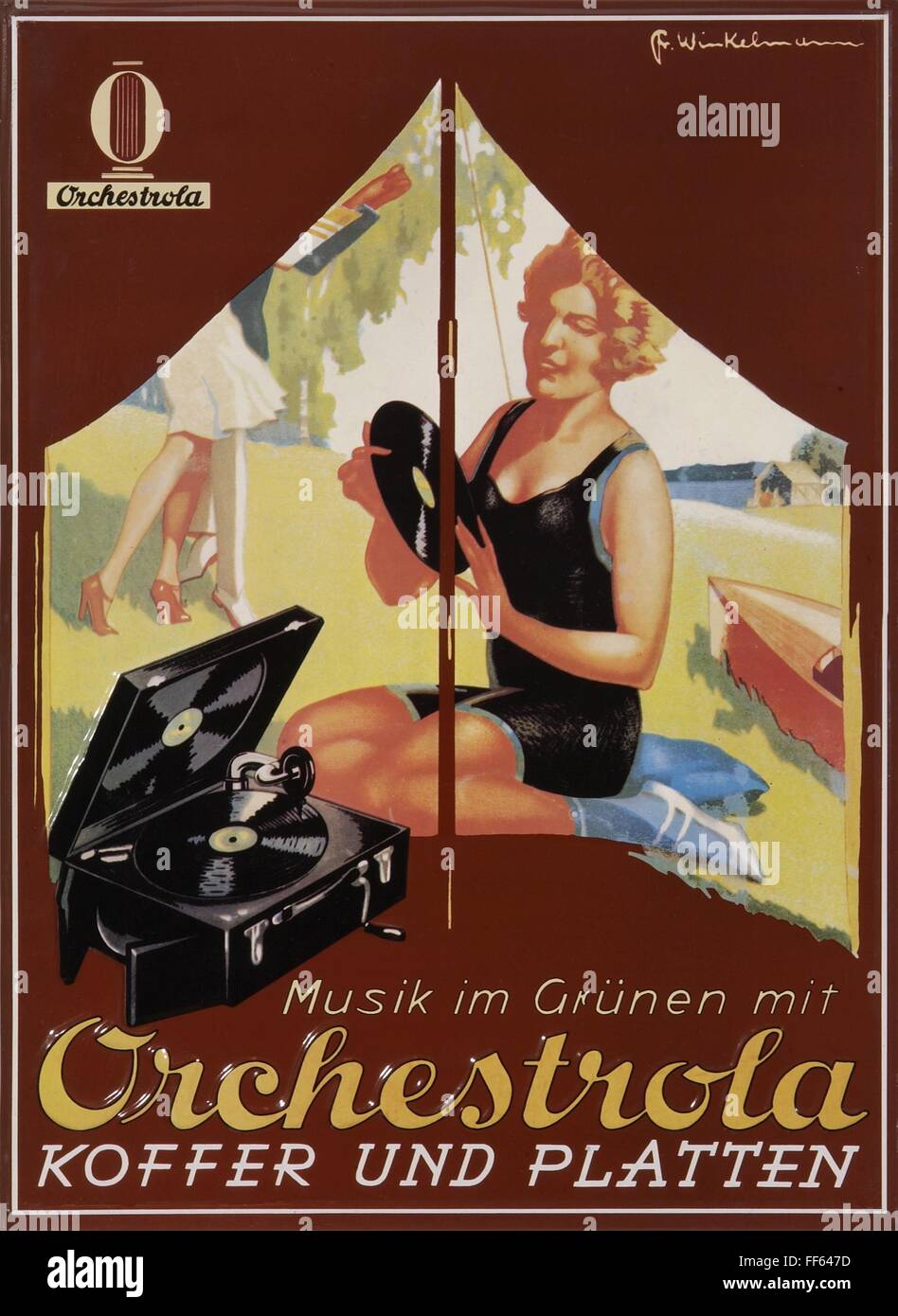 advertising, advertising poster for portable gramophone by Orchestrola ...