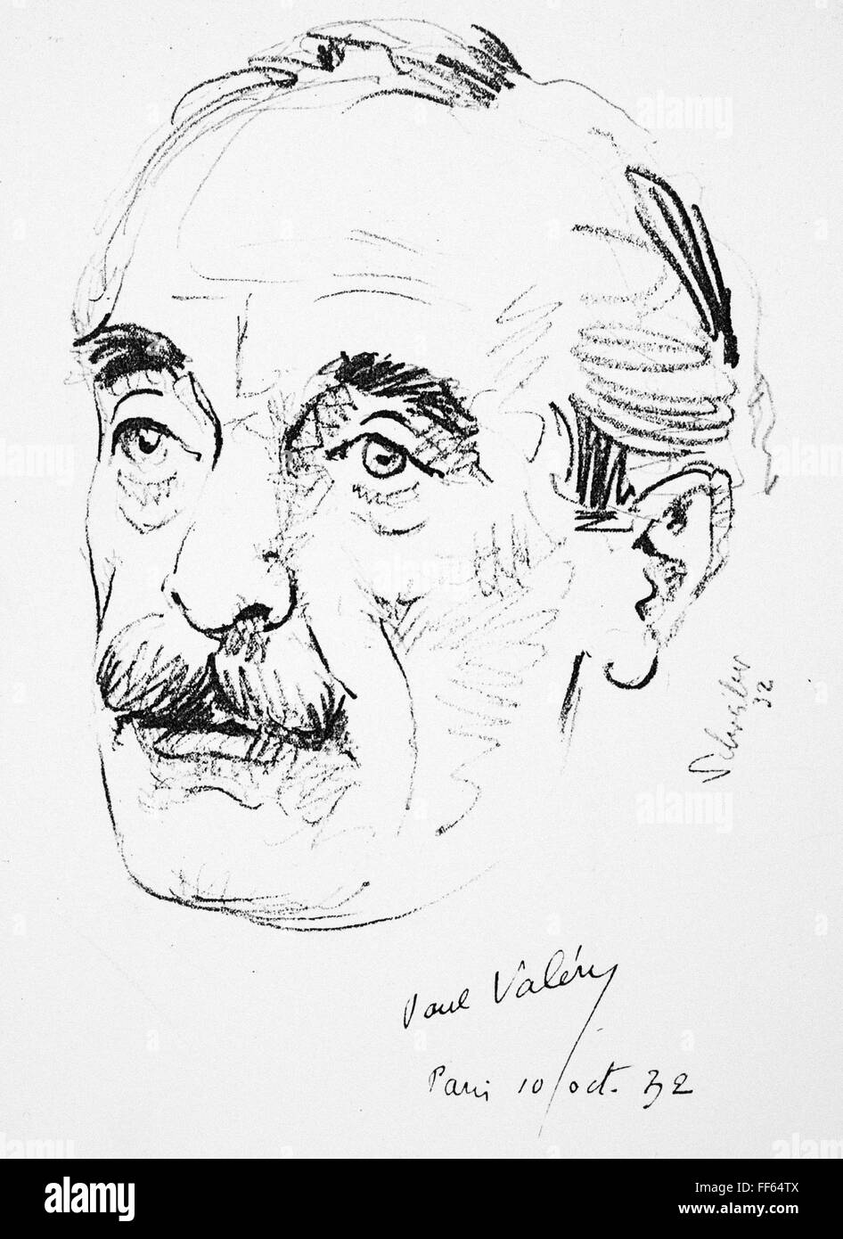 PAUL AMBROISE VALERY /n(1871-1945). French man of letters. Drawing by ...