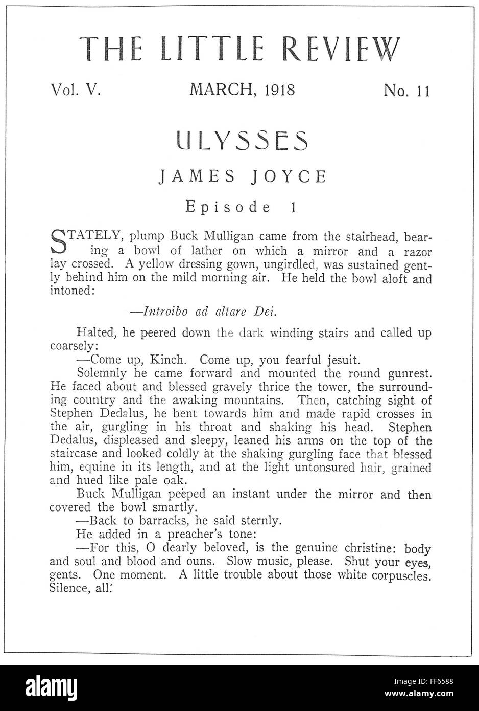 JOYCE: ULYSSES, 1918. /nThe beginning of the serialization of 'Ulysses ...