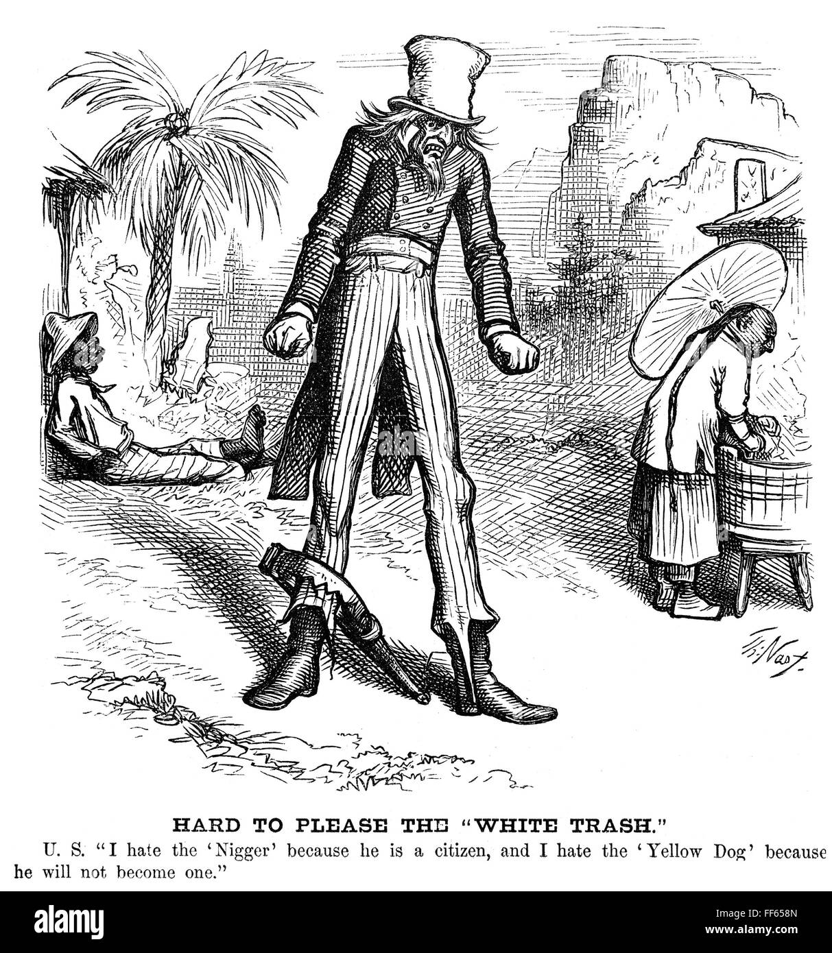 CARTOON: IMMIGRATION, 1878. /n'Hard to Please the "White Trash."' An ...