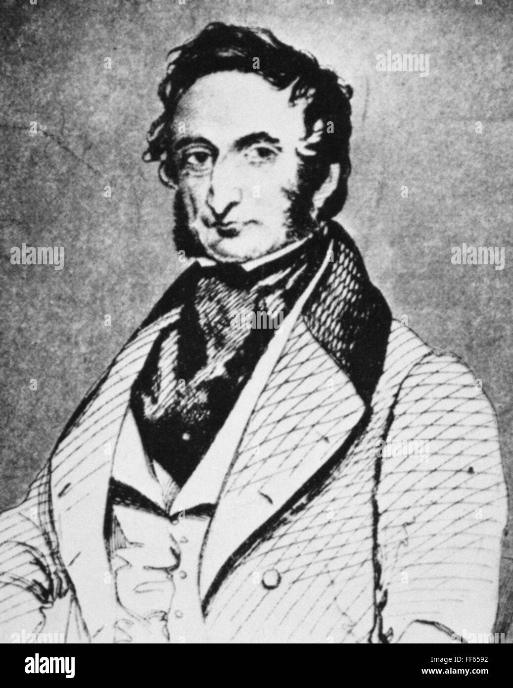 ROBERT JAMES GRAVES /n(1797-1853). Irish physician. Pen and ink drawing ...