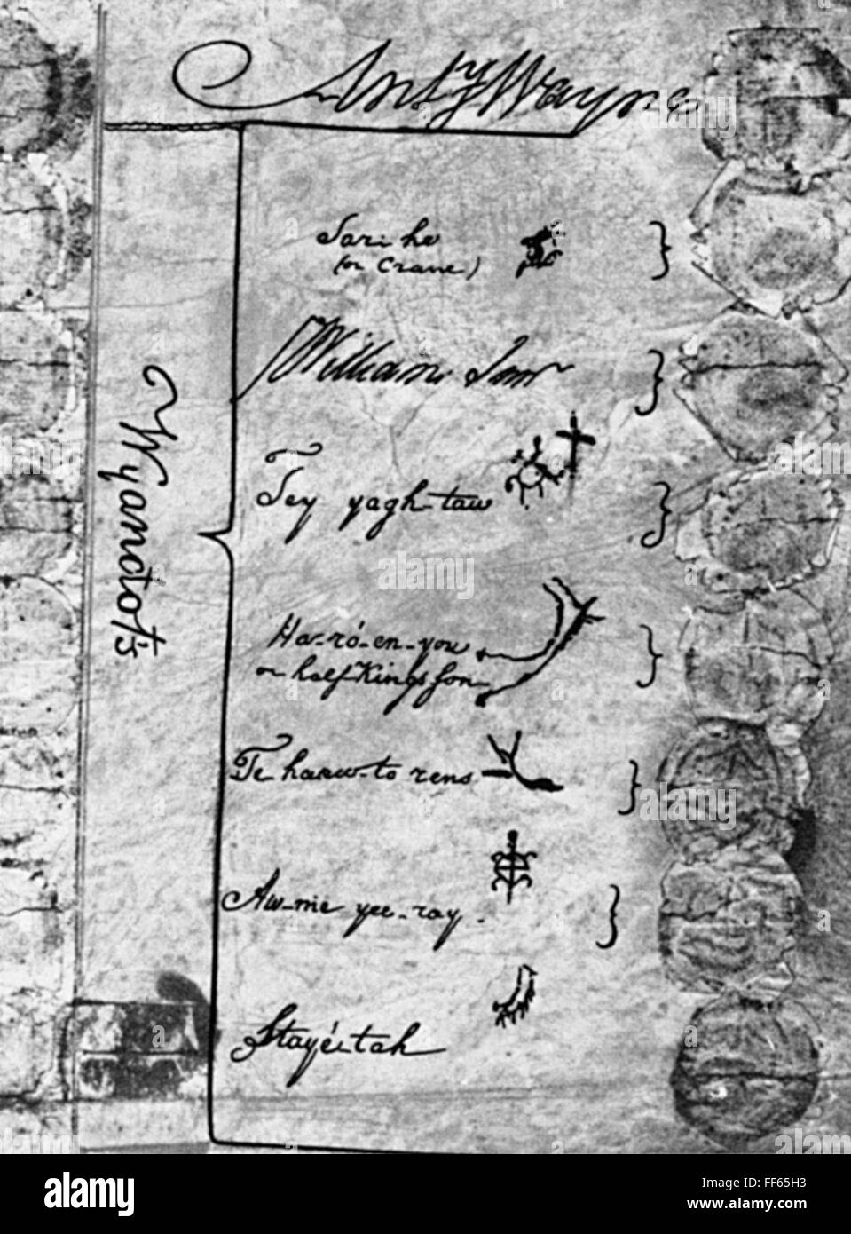TREATY OF GREENVILLE, 1795. /nThe signatures of General Anthony Wayne ...