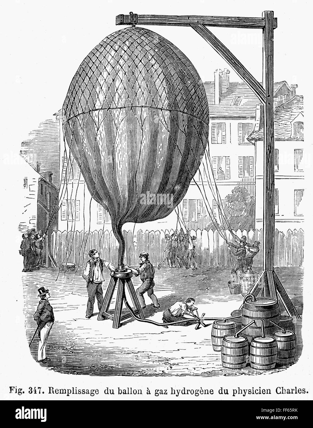 HYDROGEN BALLOON, 1783. /nFilling Jacques Alexandre Cesar Charles ...