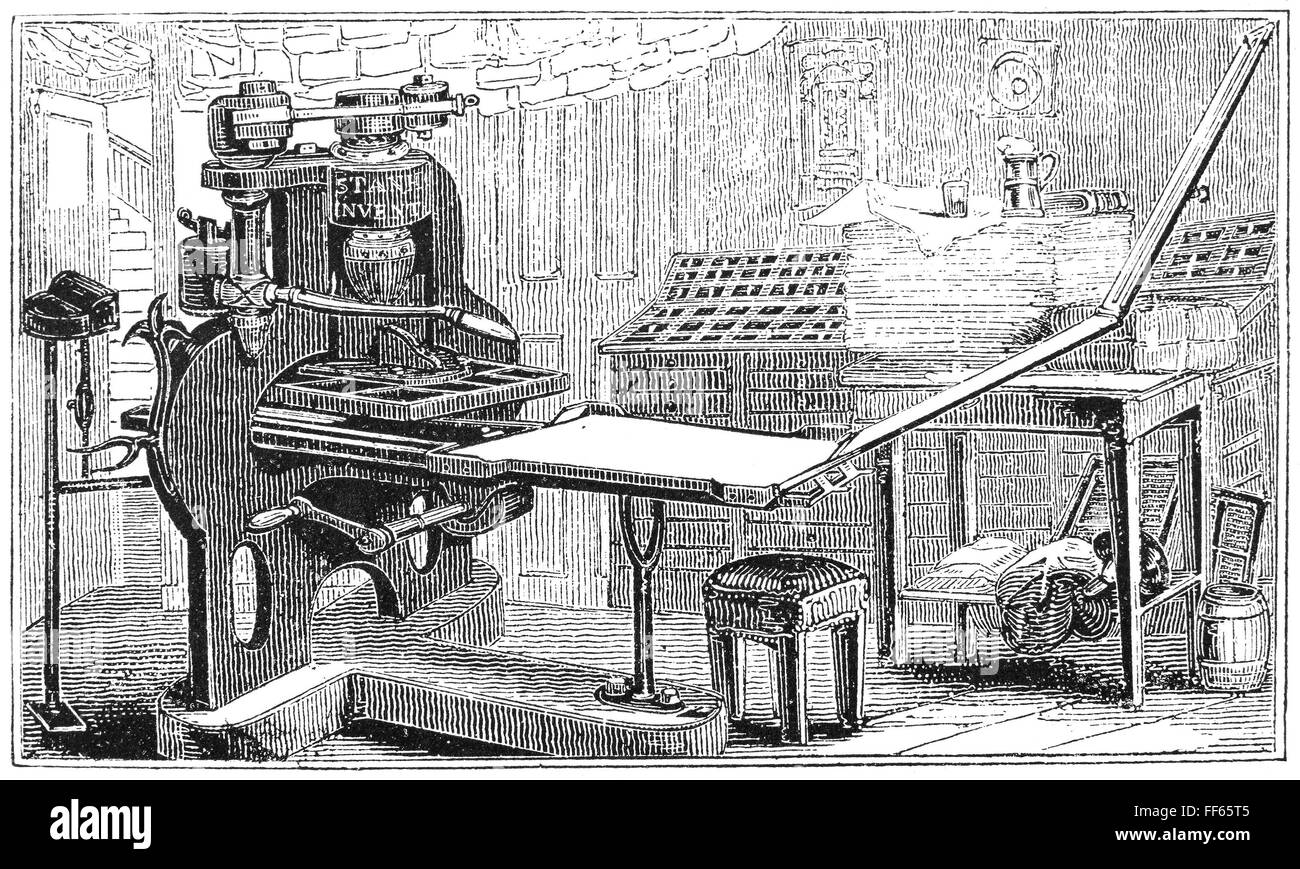 PRINTING PRESS, 1805. /nCharles Stanhope's stereotype press, invented ...