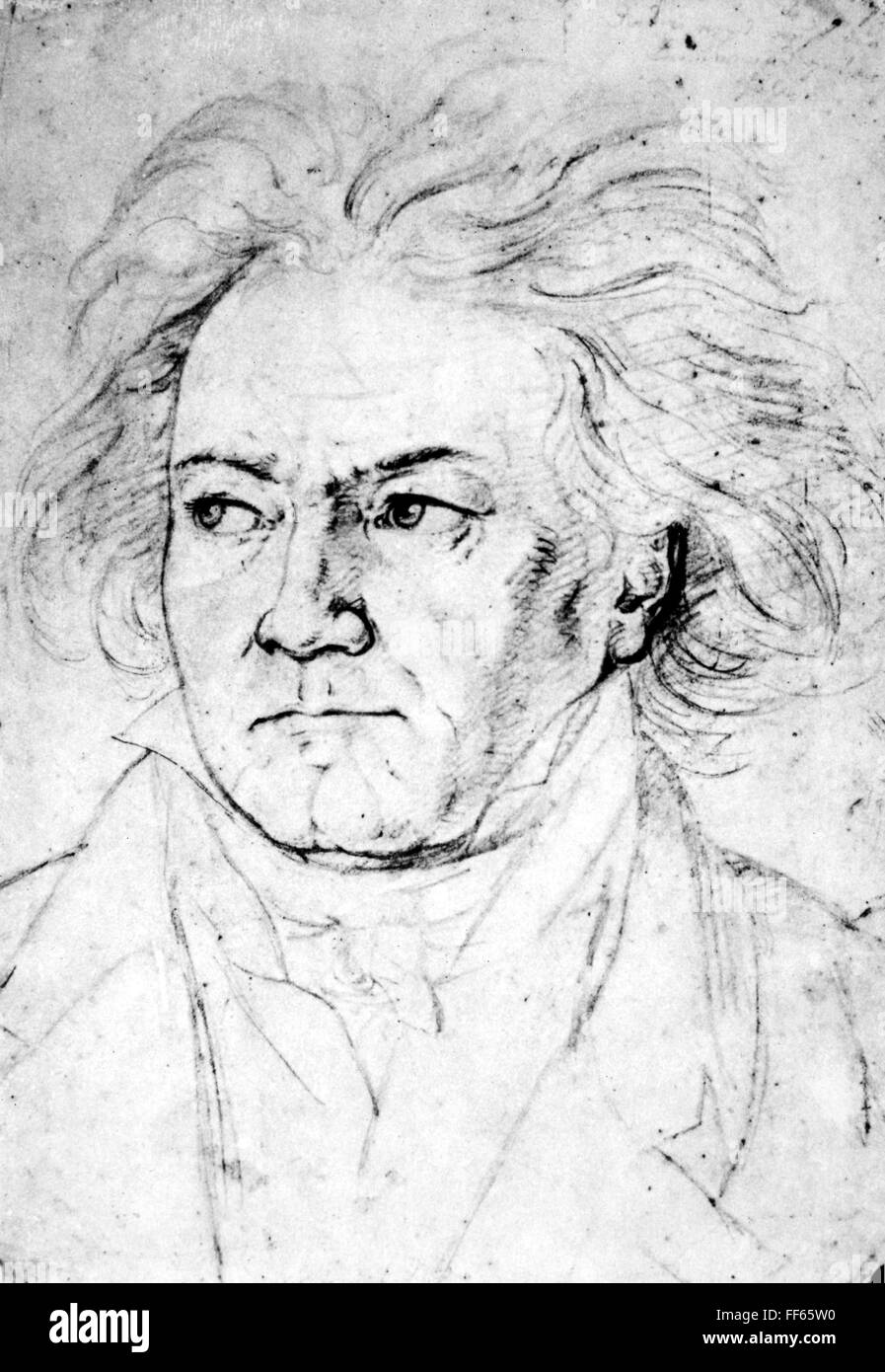 LUDWIG van BEETHOVEN /n(1770-1827). German composer. Pencil drawing ...