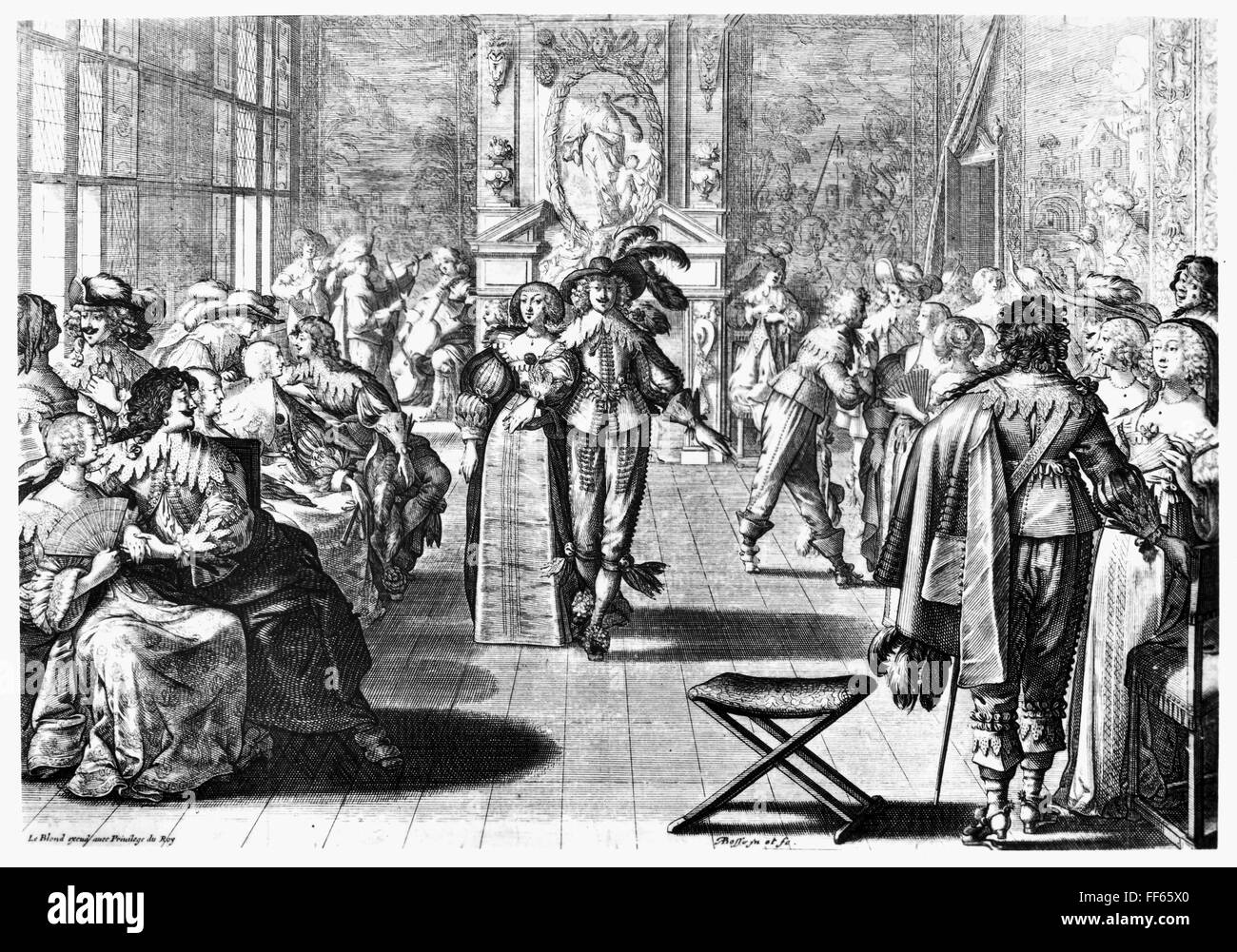 COURT DANCE, 17th CENTURY. /nCopper engraving, French, 17th century ...