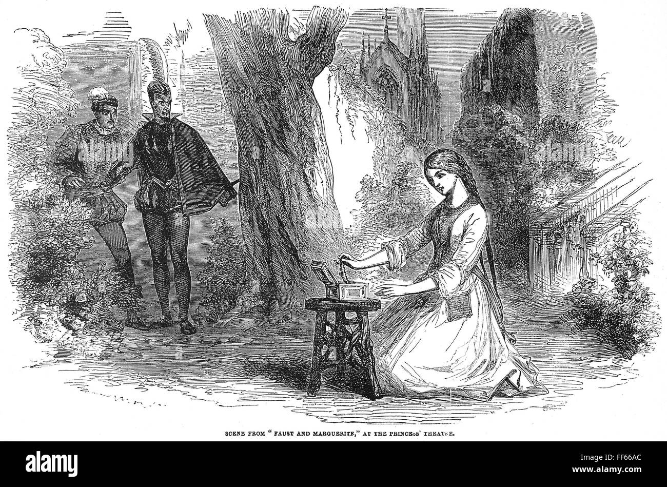 FAUST AND MARGUERITE, 1854. /nA scene from the 1854 production of ...