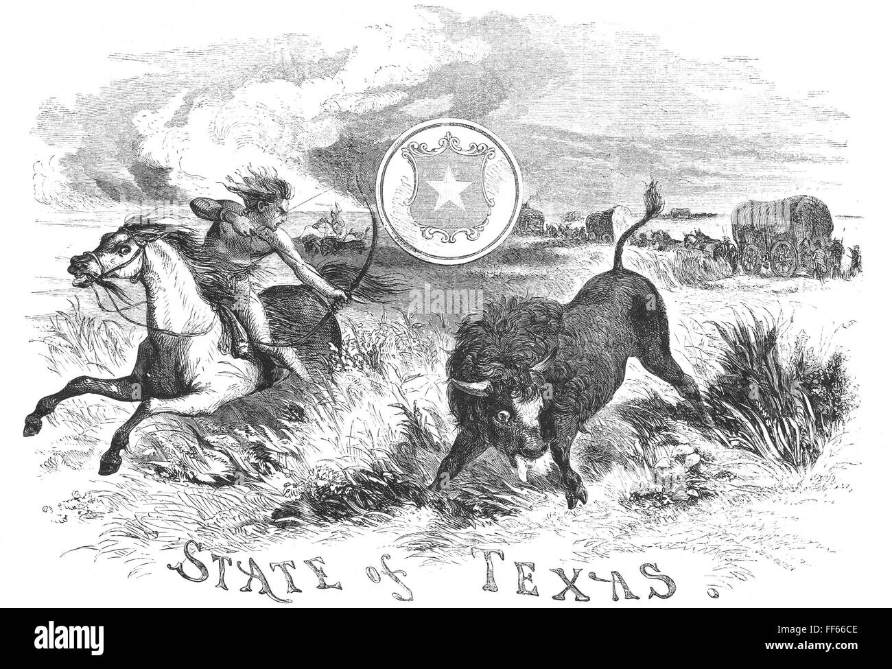 TEXAS SCENE, 1855. /nState of Texas. Wood engraving, American, 1855 ...