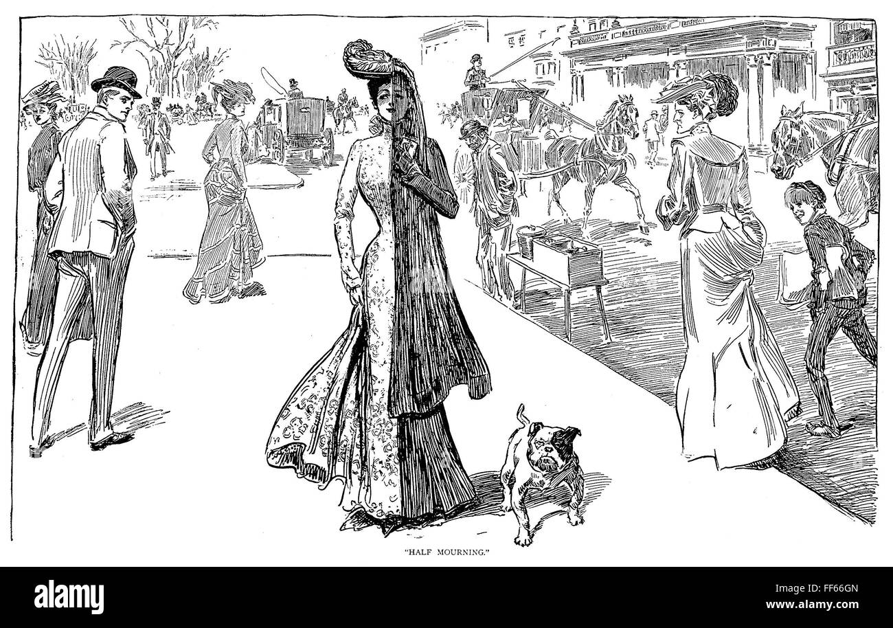 GIBSON: HALF MOURNING. /n'Half Mourning.' Pen and ink drawing by ...