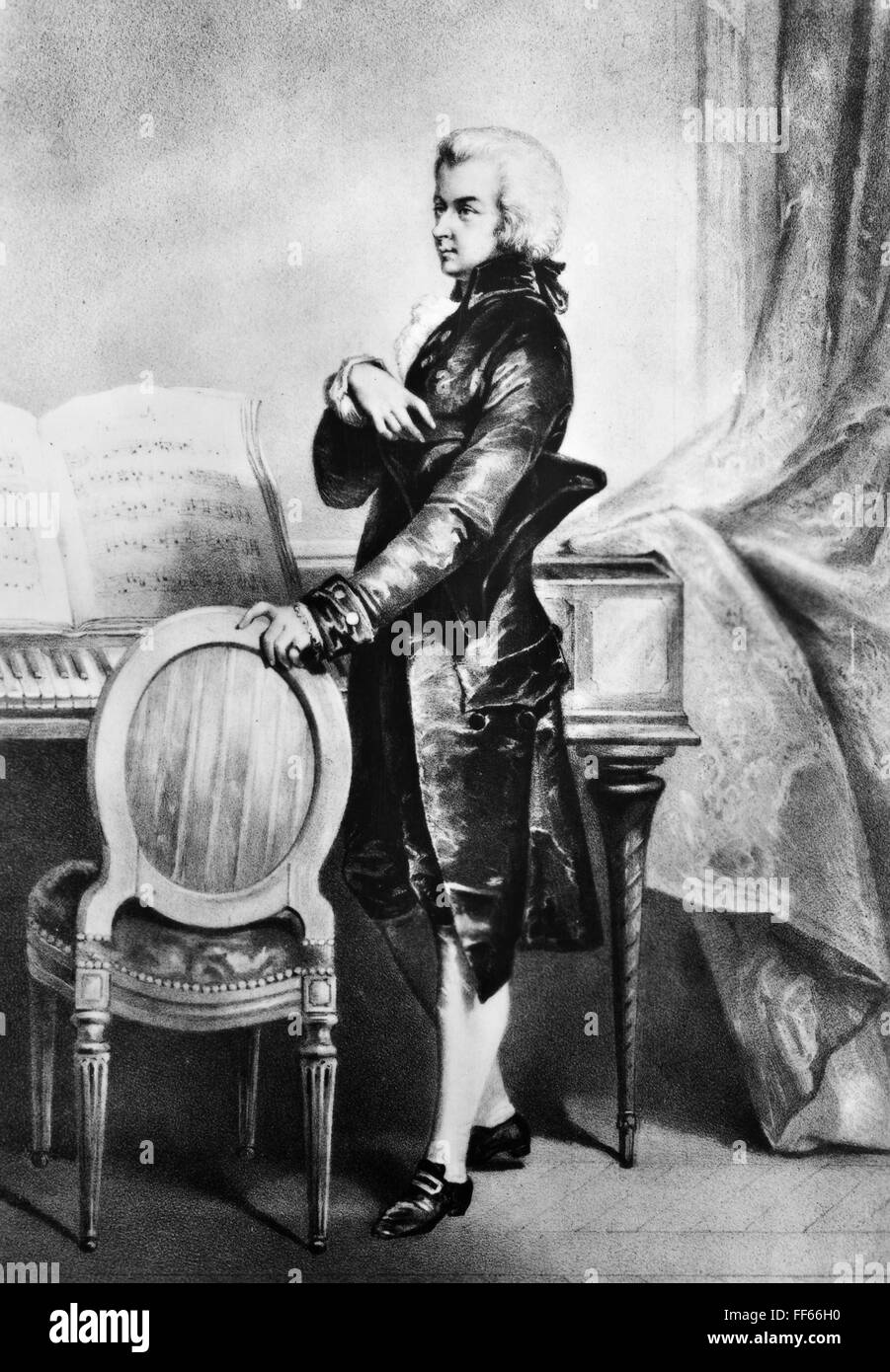 WOLFGANG AMADEUS MOZART /n(1756-1791). Austrian composer. Lithograph ...