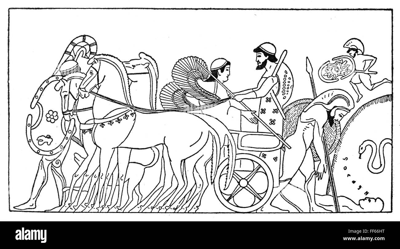 HOMER: THE ILIAD. /nAchilles over the body of Hector at the tomb of ...