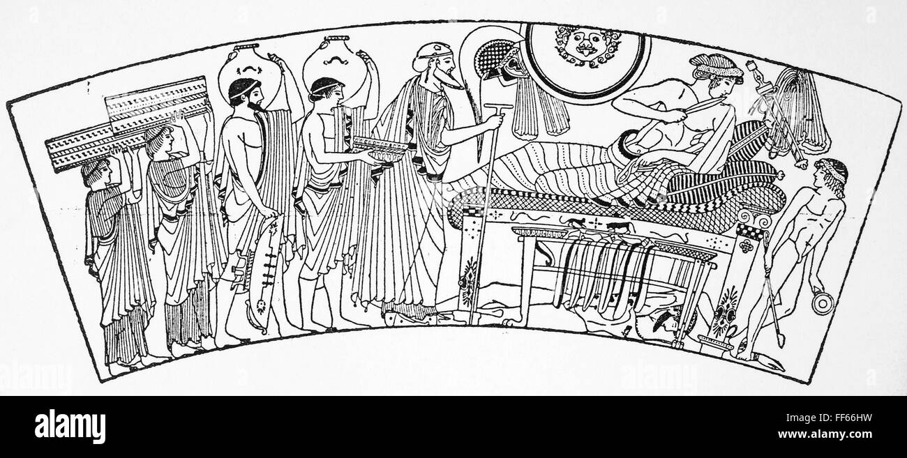 HOMER: THE ILIAD. /nPriam's visit to Achilles. Drawing after an antique ...