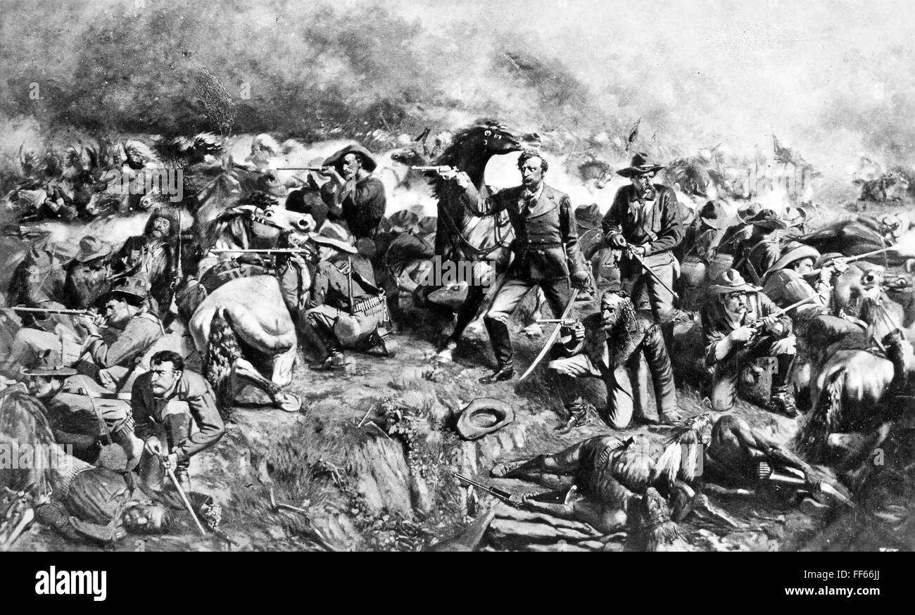 LITTLE BIGHORN, 1876. /n'Custer's Last Rally.' Oil on canvas by John ...