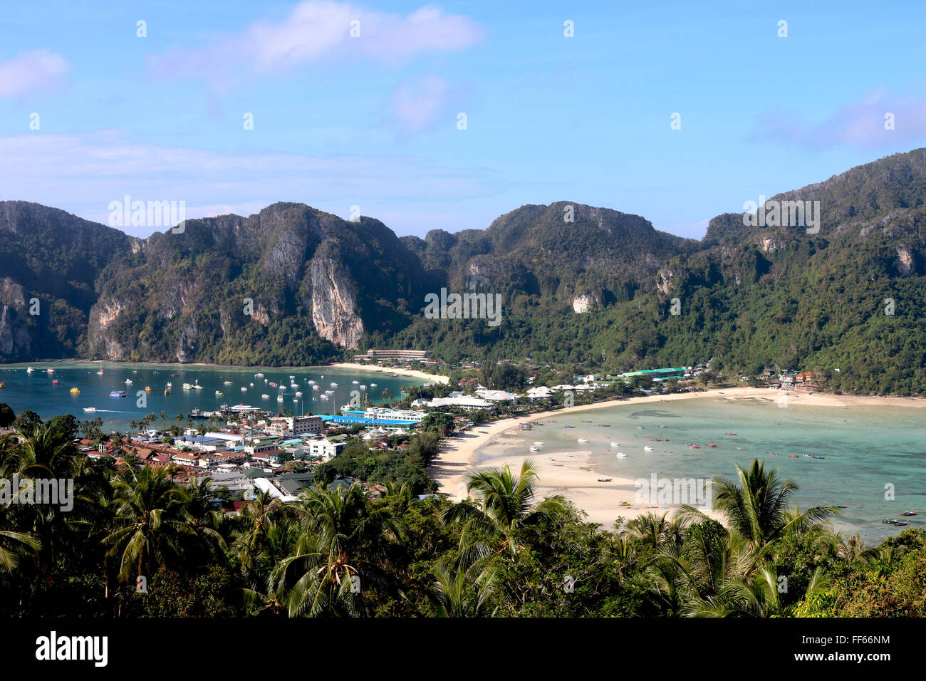Thailand Krabi Phi Phi Islands Koh Phi Phi Don Beautiful view of Koh Phi Phi Don from Phi Phi ...