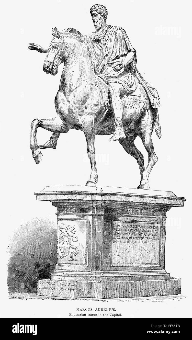 MARCUS AURELIUS (121-180). /nRoman emperor, 161-180. Roman equestrian ...