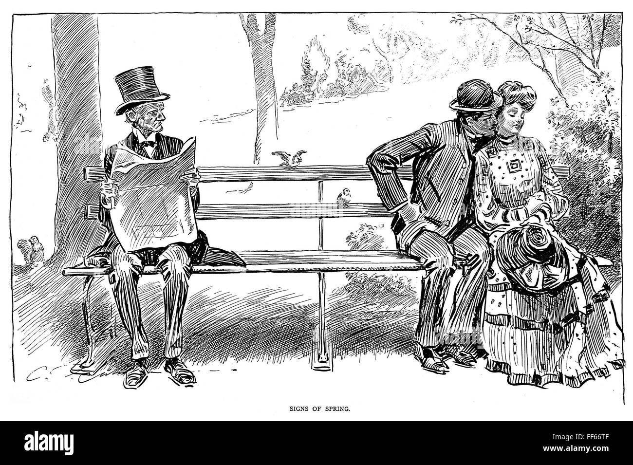 GIBSON: SIGNS OF SPRING. /nPen and ink drawing by Charles Dana Gibson ...