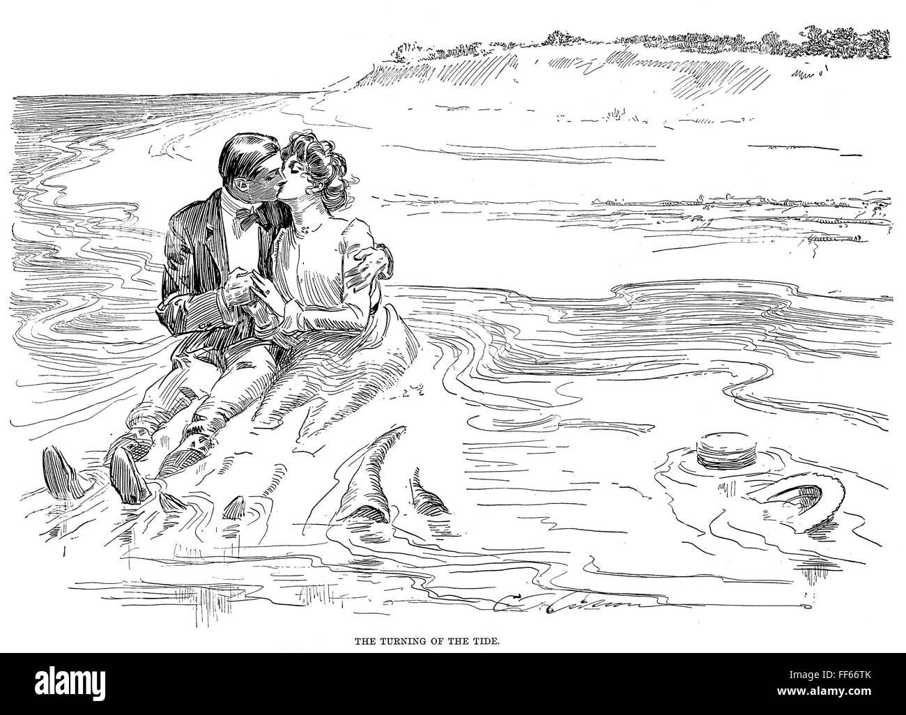 GIBSON: TURNING TIDE, 1901. /n'The Turning of the Tide.' Pen and ink ...