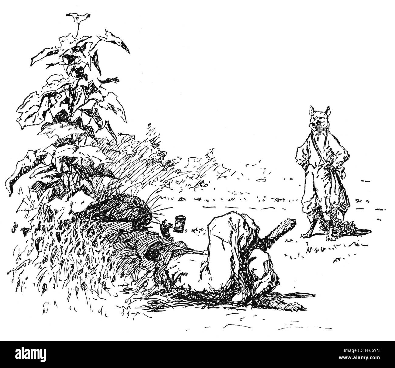 HARRIS: UNCLE REMUS, 1895. /nBrer Rabbit and Brer Fox. Pen-and-ink ...