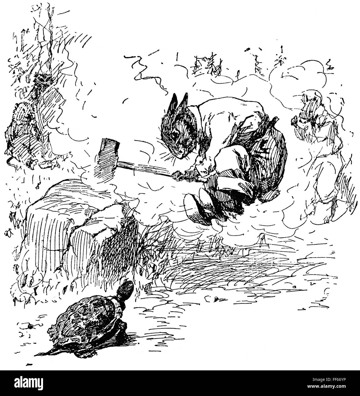 HARRIS: UNCLE REMUS, 1895. /nBrer Rabbit smashing the rock while Brer ...