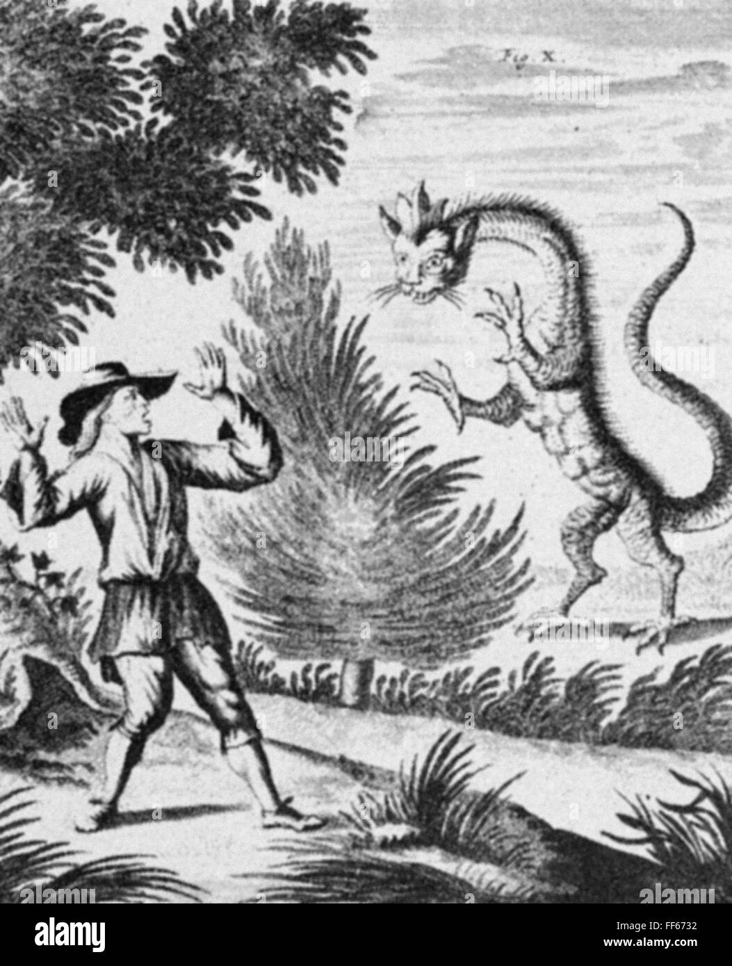 ALPINE DRAGON, 1723. /nA traveller encounters a dragon in the Swiss ...