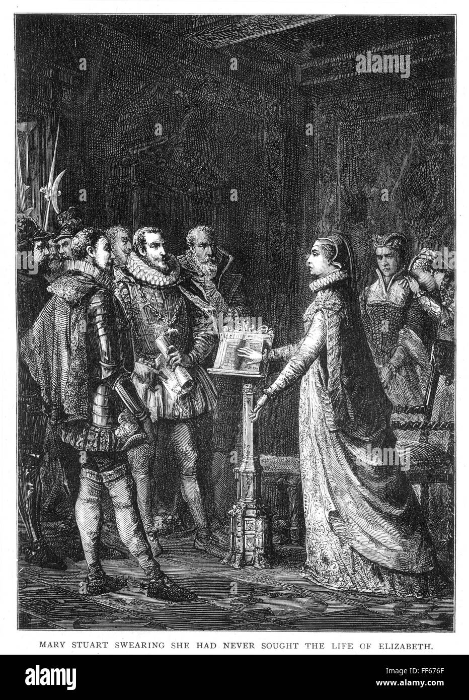 MARY STUART (1542-1587). /nQueen of Scots. Mary Stuart swearing that ...