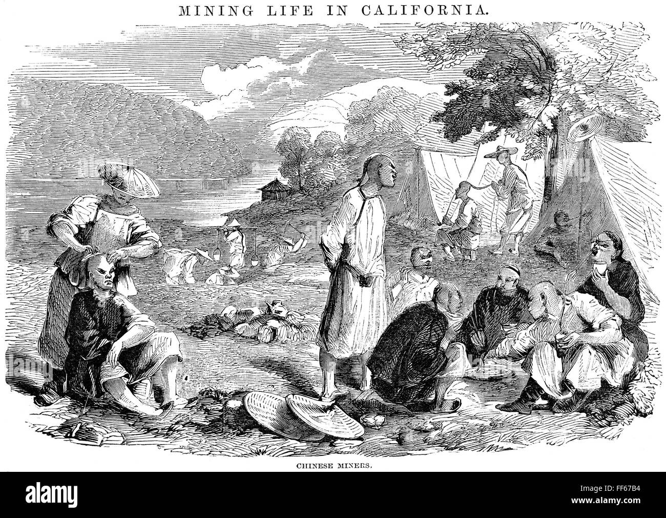 CALIFORNIA GOLD RUSH, 1857. /n'Housekeeping.' A camp of Chinese gold ...