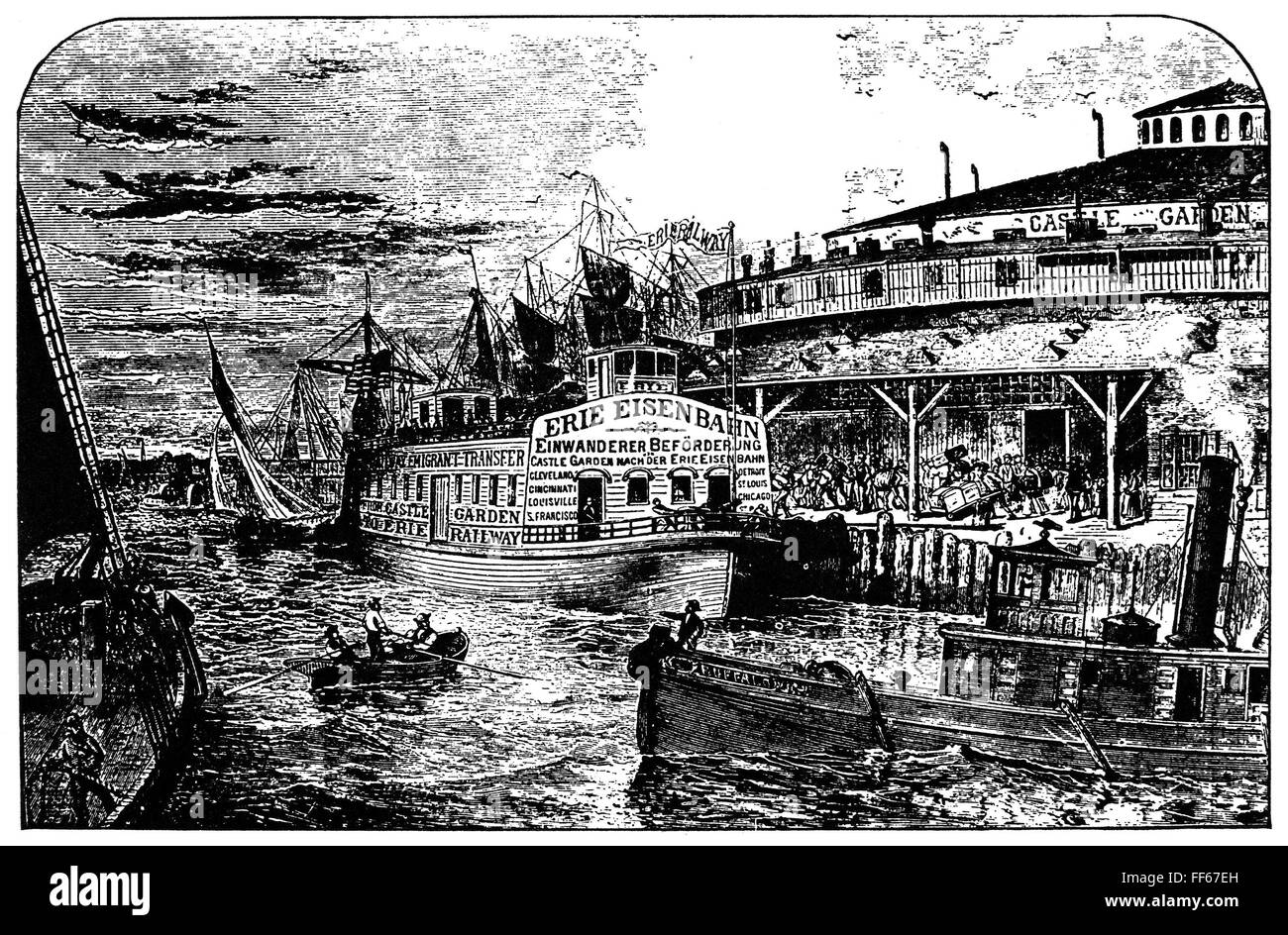GREAT LAKES STEAMER, c1830. /nA steamboat carrying recent German ...