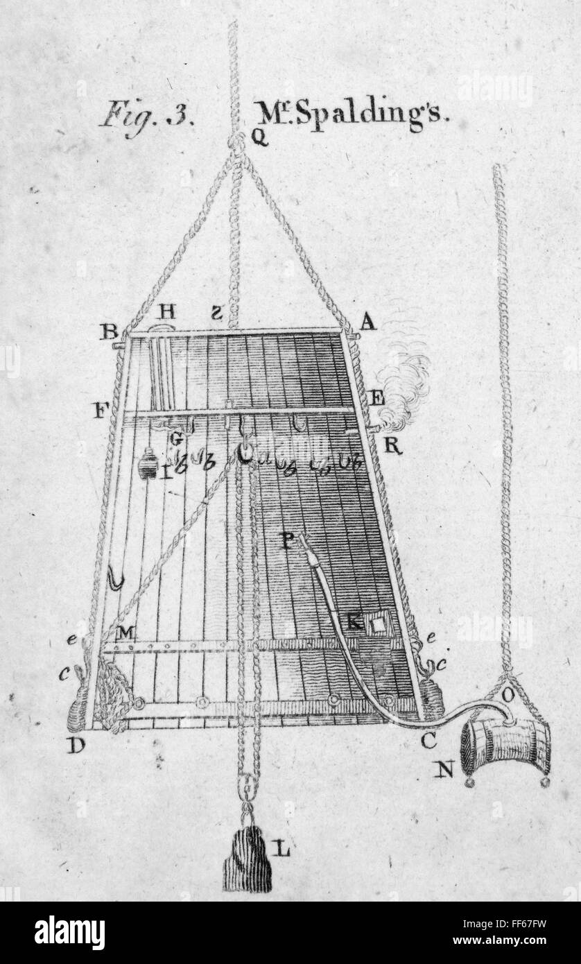 DIVING BELL, 18th CENTURY. /nSpalding's diving bell. Line engraving ...