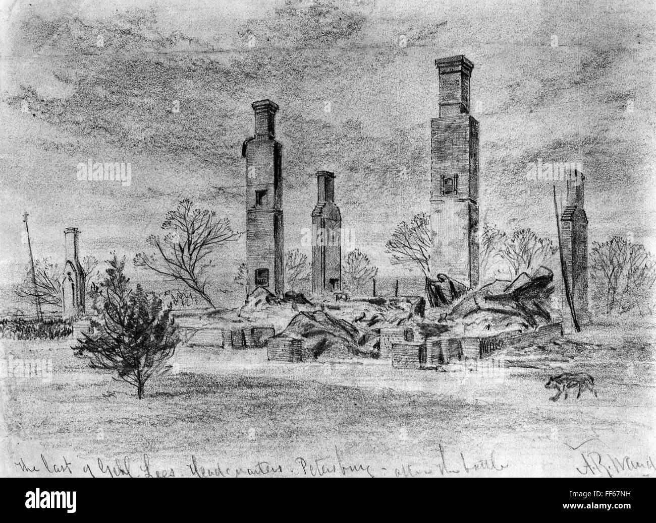 CIVIL WAR: RUINS, 1865. /nThe ruins of Robert E. Lee's headquarters at ...