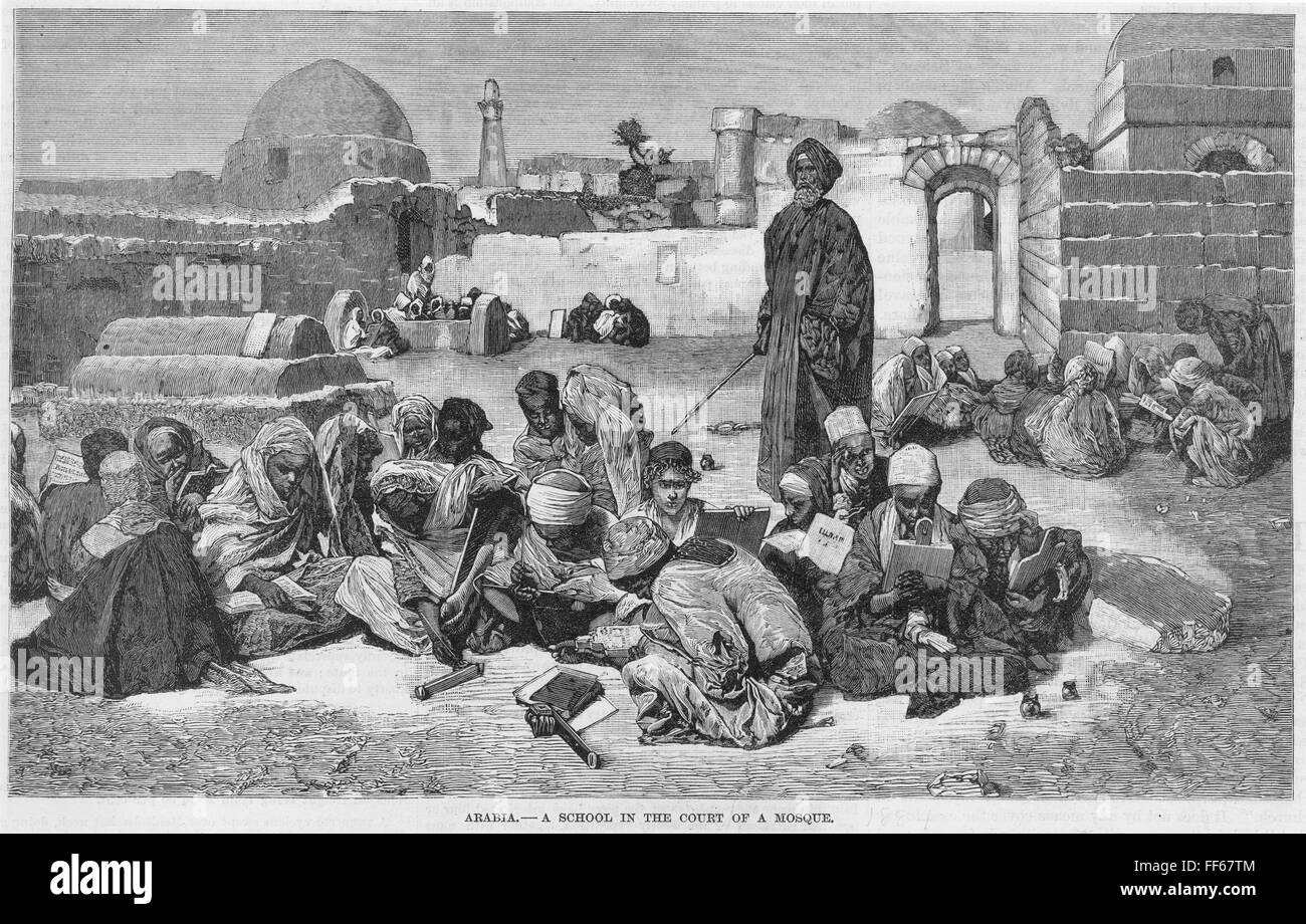 ARABIA: MADRASAH, 1884. /nA Muslim school (madrasah) in the courtyard ...