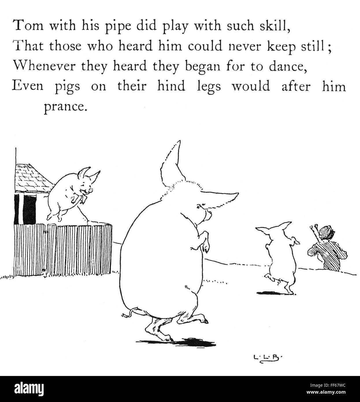 LANG: NURSERY RHYME BOOK. /n'Tom, Tom, the piper's son.' Pen-and-ink ...