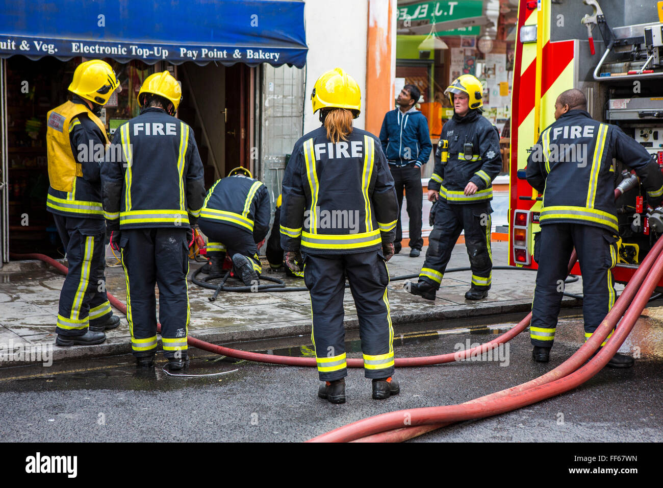 Firefighters from the London Fire Brigade respond to an emergency on ...