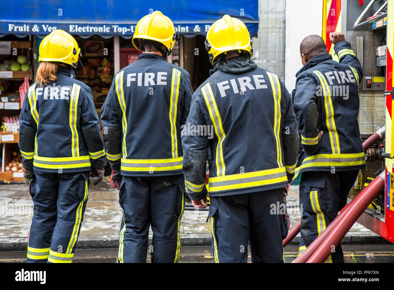 Firefighters from the London Fire Brigade respond to an emergency on ...