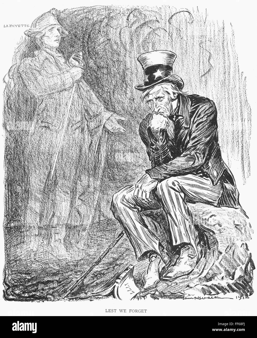 WORLD WAR I: CARTOON, 1914. /n'Lest We Forget.' American cartoon, 1914 ...
