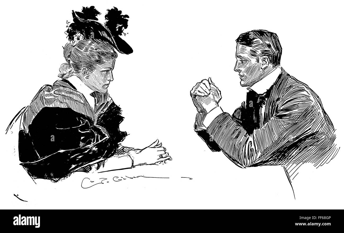 GIBSON: COUPLE, 1896. /nPen and ink drawing by Charles Dana Gibson ...