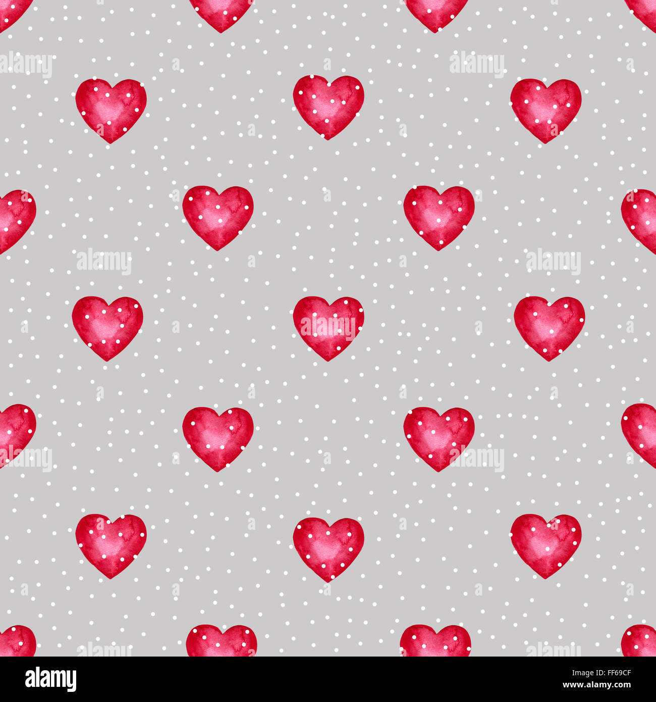 Cute watercolor background Red hearts Stock Photo - Alamy