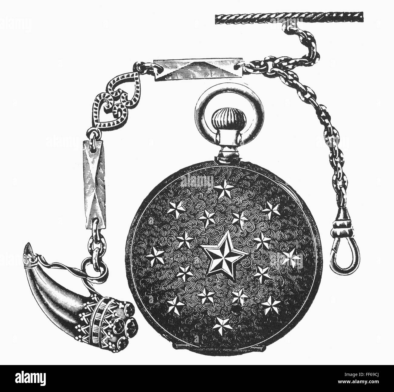 POCKET WATCH, 19th CENTURY. /nDesign for a gold watch and chain, 19th ...