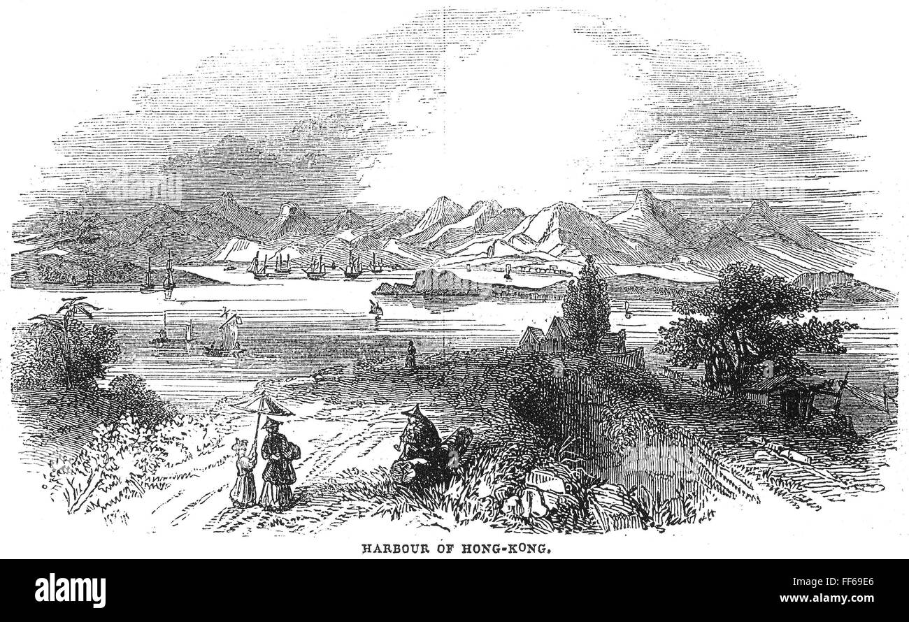 HONG KONG: HARBOR, 1843. /nWood engraving, English, 1843 Stock Photo ...