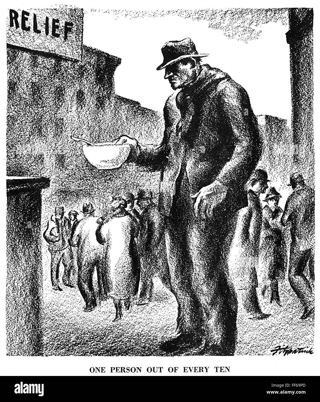 CARTOON: DEPRESSION, 1938. /nOne Person out of Every Ten (requires ...